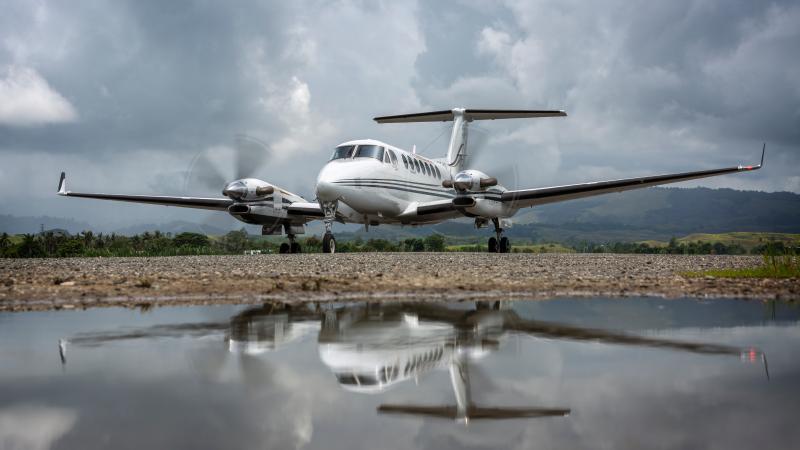 Air Force KA350 King Air aircraft flypast over Hobart | Mirage News