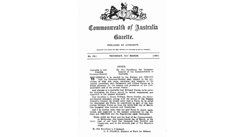 The Australian Air Force (AAF) is formed | Air Force